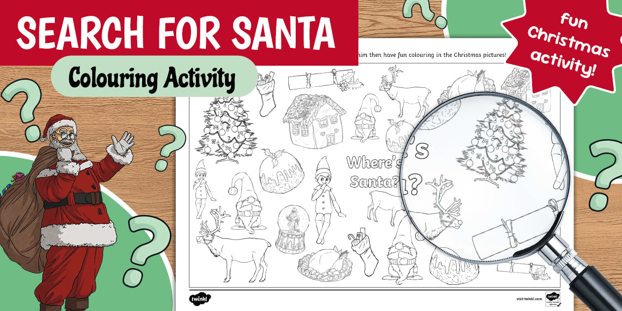 Search for Santa Colouring Activity Sheet