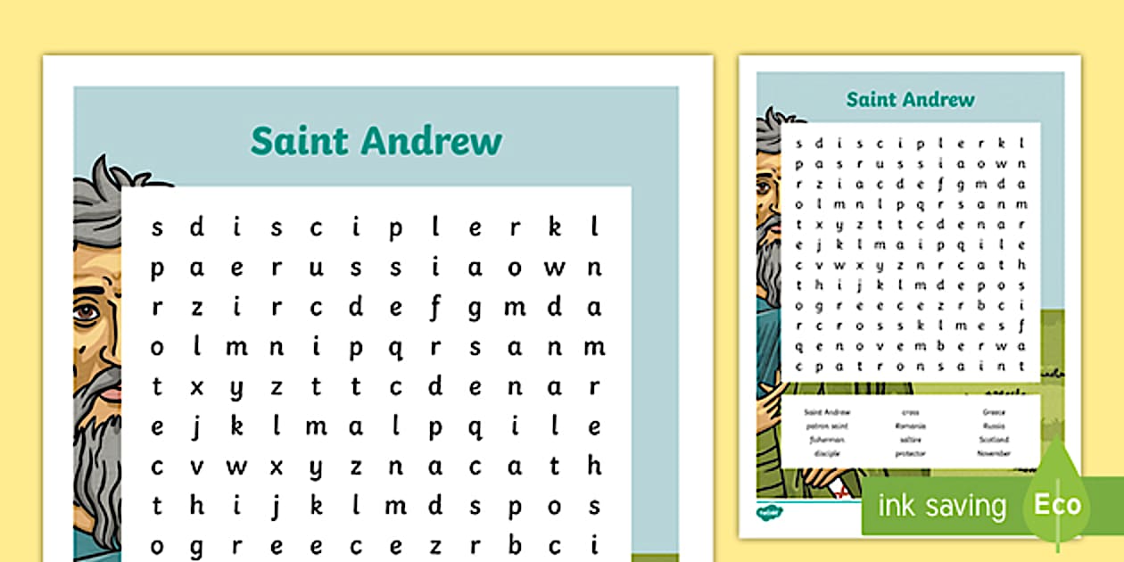 Saint Andrew Patron Saint Word Search (teacher made)
