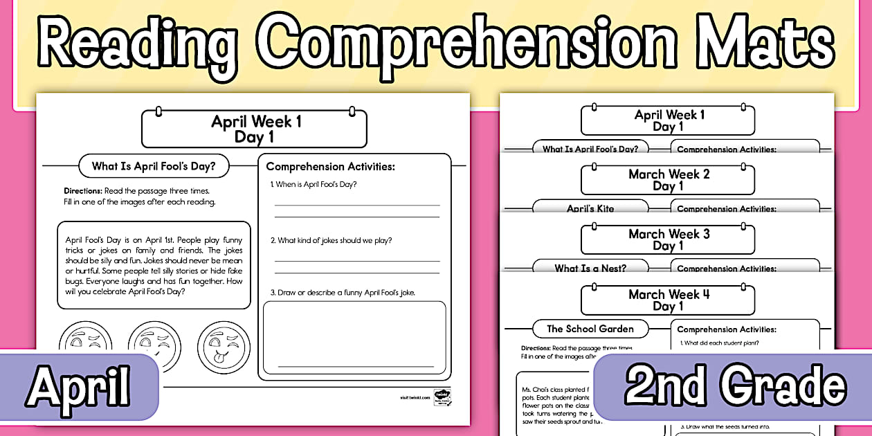 Second Grade April Daily Reading Comprehension Mats