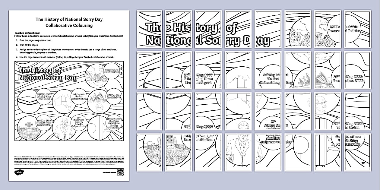 The History of National Sorry Day Collaborative Colouring