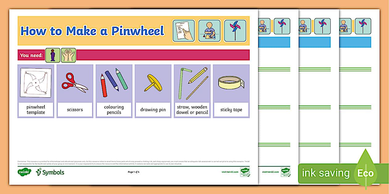 Twinkl Symbols: Paper Pinwheel Craft Instructions - Twinkl