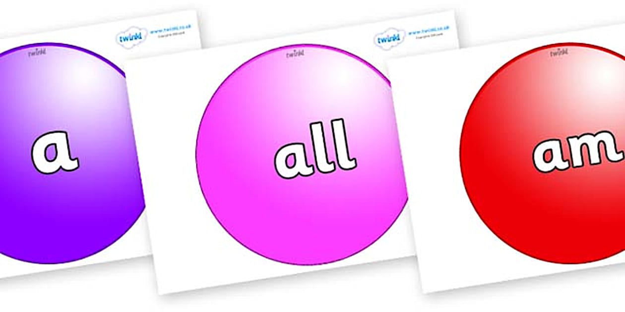 Cursive Foundation Stage 2 Keywords on Spheres - Twinkl