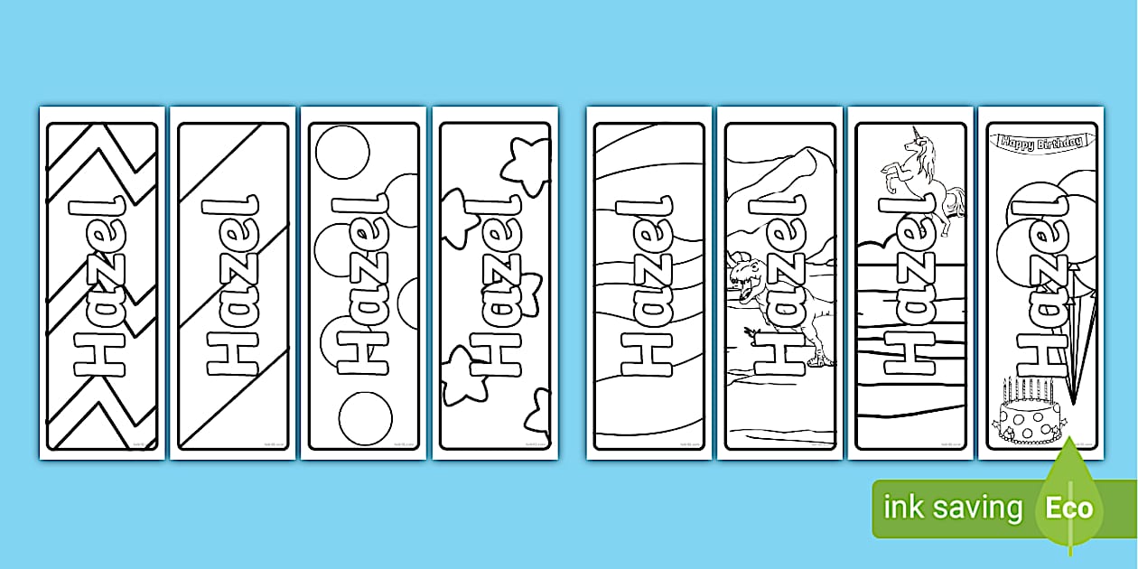 Hazel Name Simple Colouring Bookmarks - Twinkl