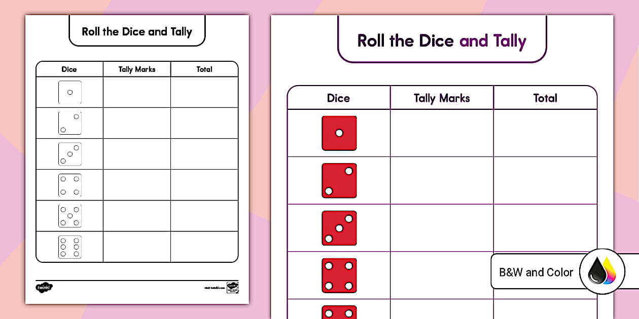 Roll the Dice and Tally Worksheet (teacher made) - Twinkl