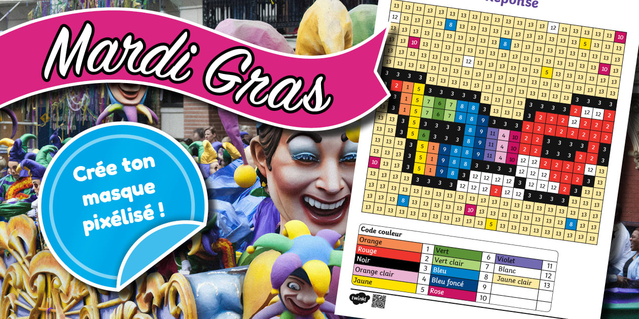 * NEW * Pixel art : Mardi Gras - Twinkl Arts Plastiques