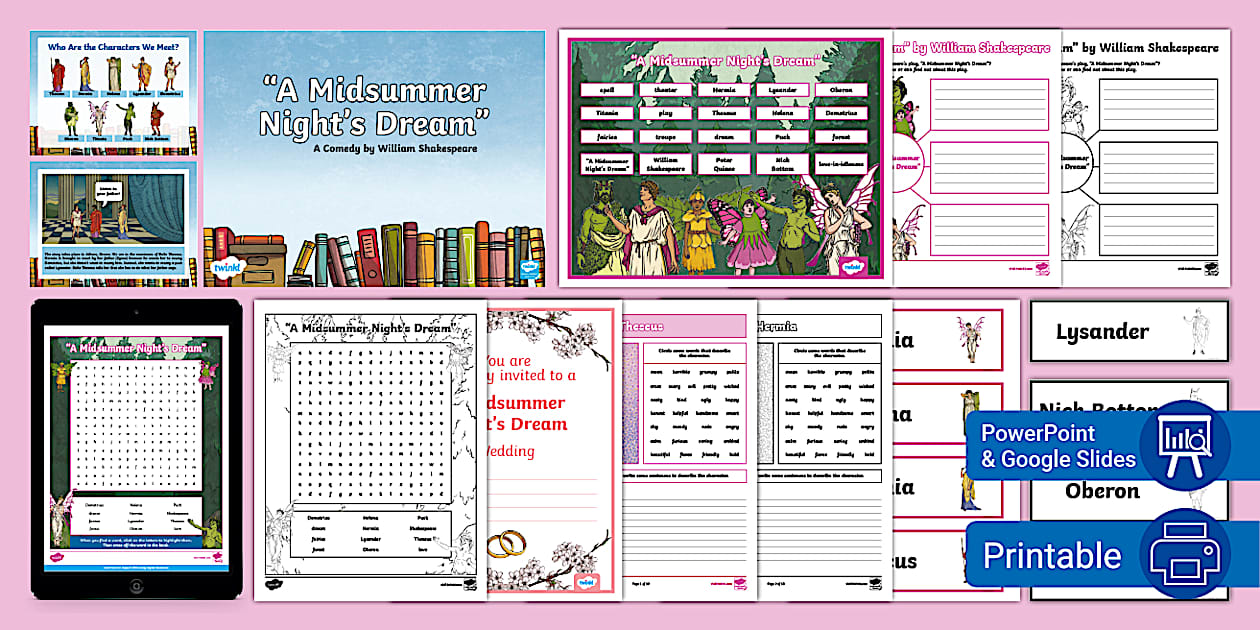 A Midsummer Night's Dream Activity Pack for 3rd-5th Grade