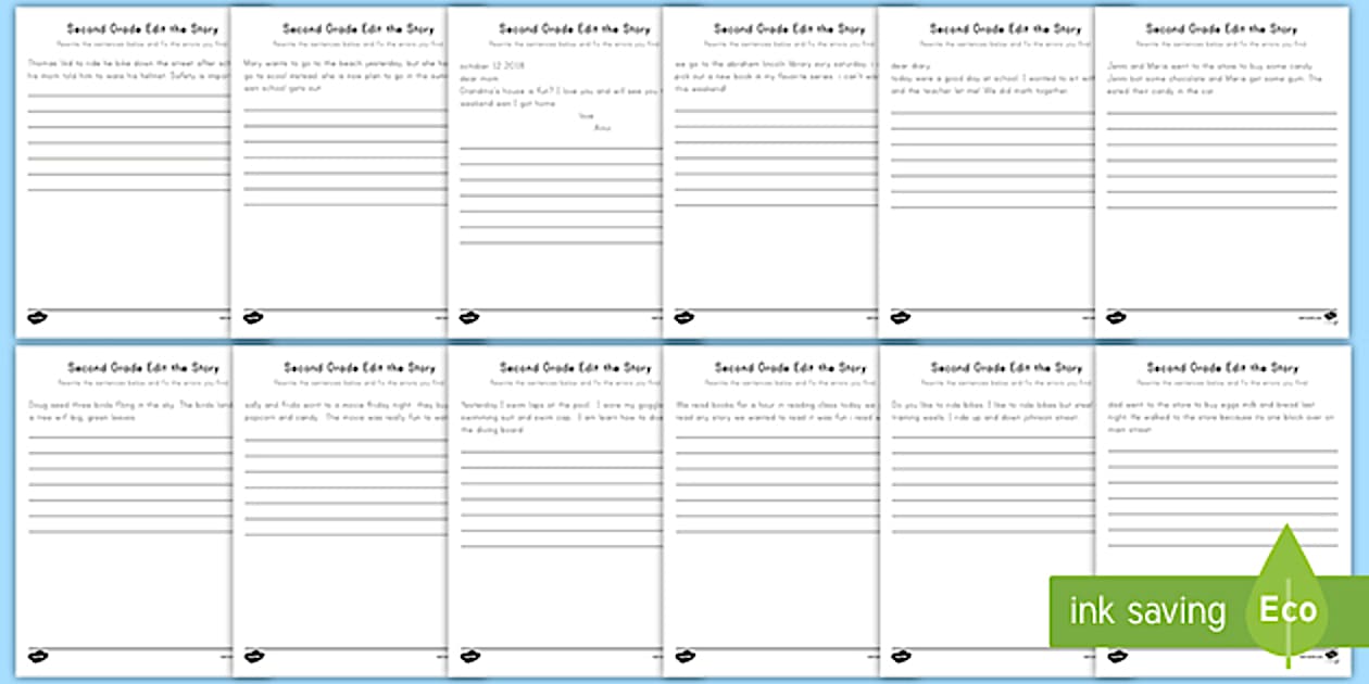 Second Grade Edit the Story Writing Activity Pack - Twinkl