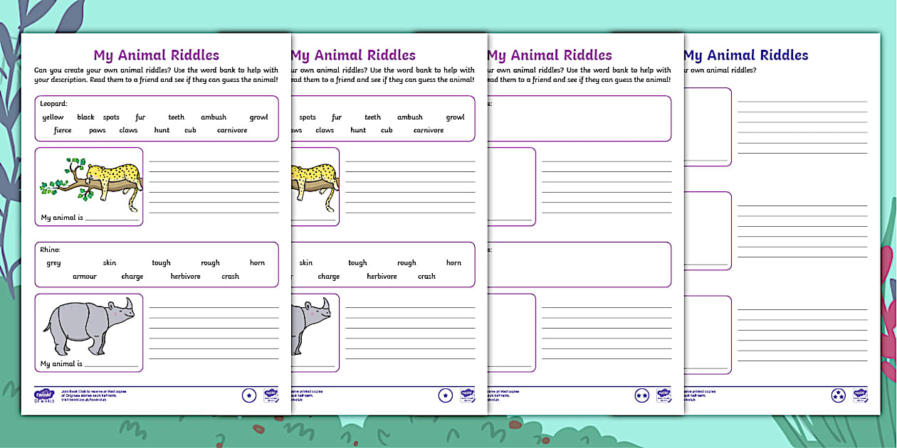 Ronald the Rhino's Riddles Worksheet / Worksheets - Twinkl