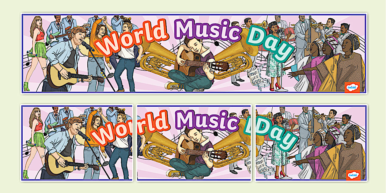 World Music Day Display Banner (professor feito) - Twinkl
