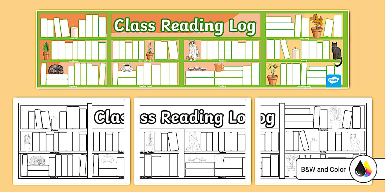 Class Reading Log Book Banner With Genres (teacher made)
