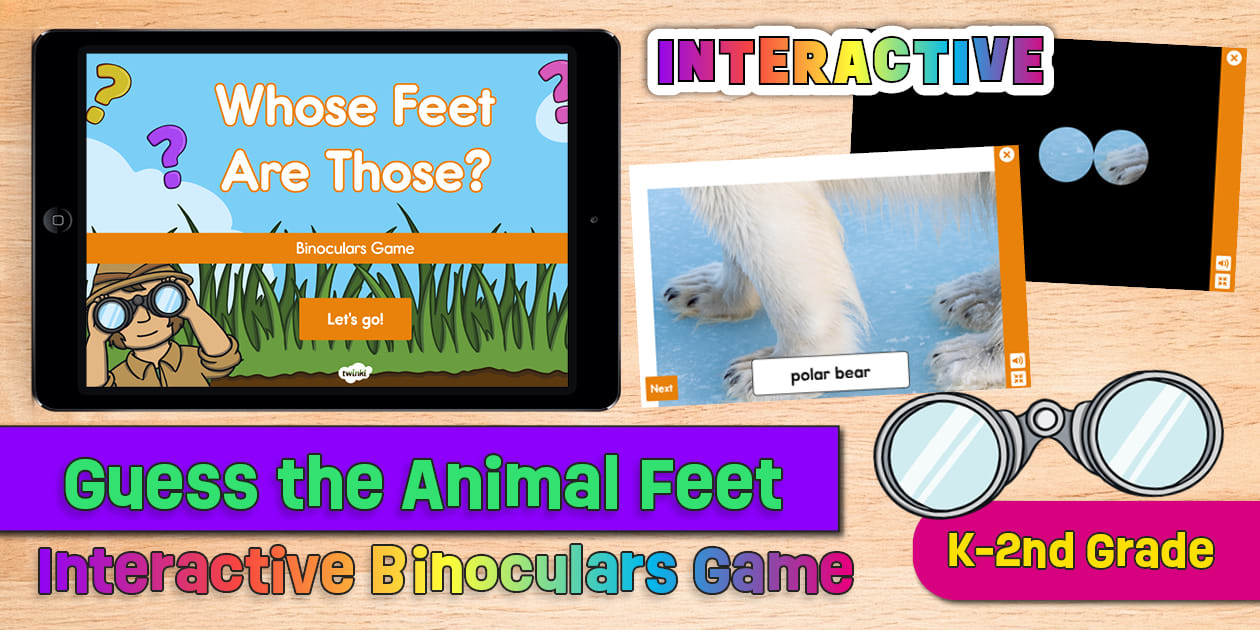 Guess the Animal Feet Interactive Binoculars Game - Twinkl