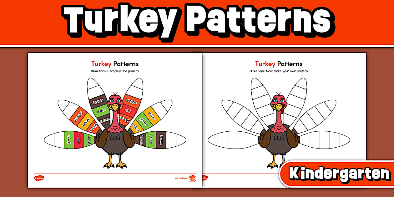 Kindergarten Turkey Patterns Worksheet