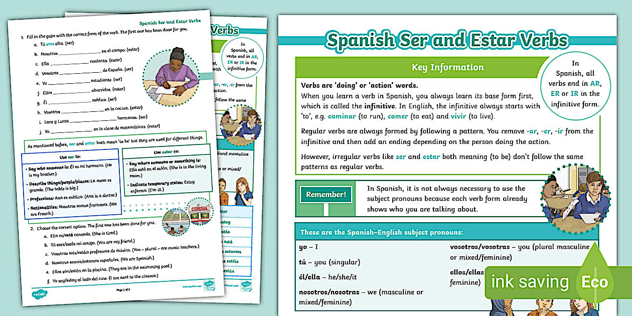 👉 Spanish Grammar: Ser and Estar Worksheet