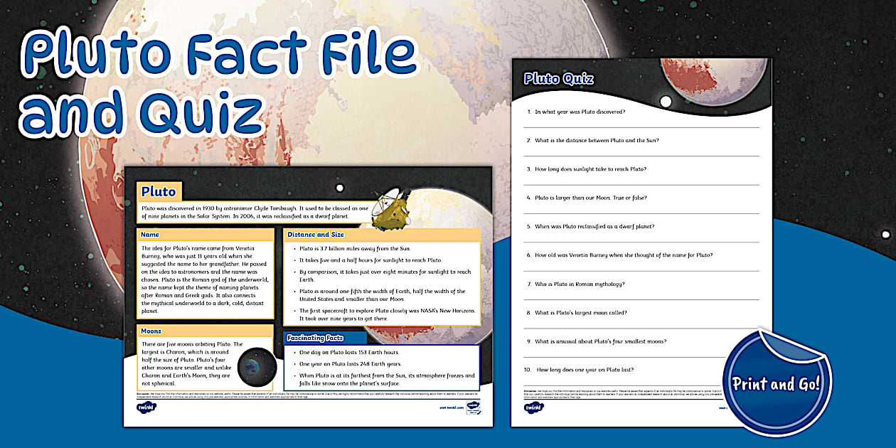 * NEW * KS2 Pluto Fact File and Quiz - Twinkl