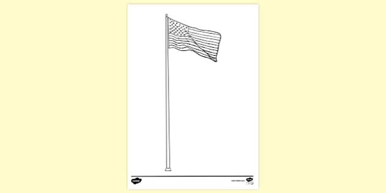 USA Flag Pole Colouring Sheets | Colouring Pages - Twinkl