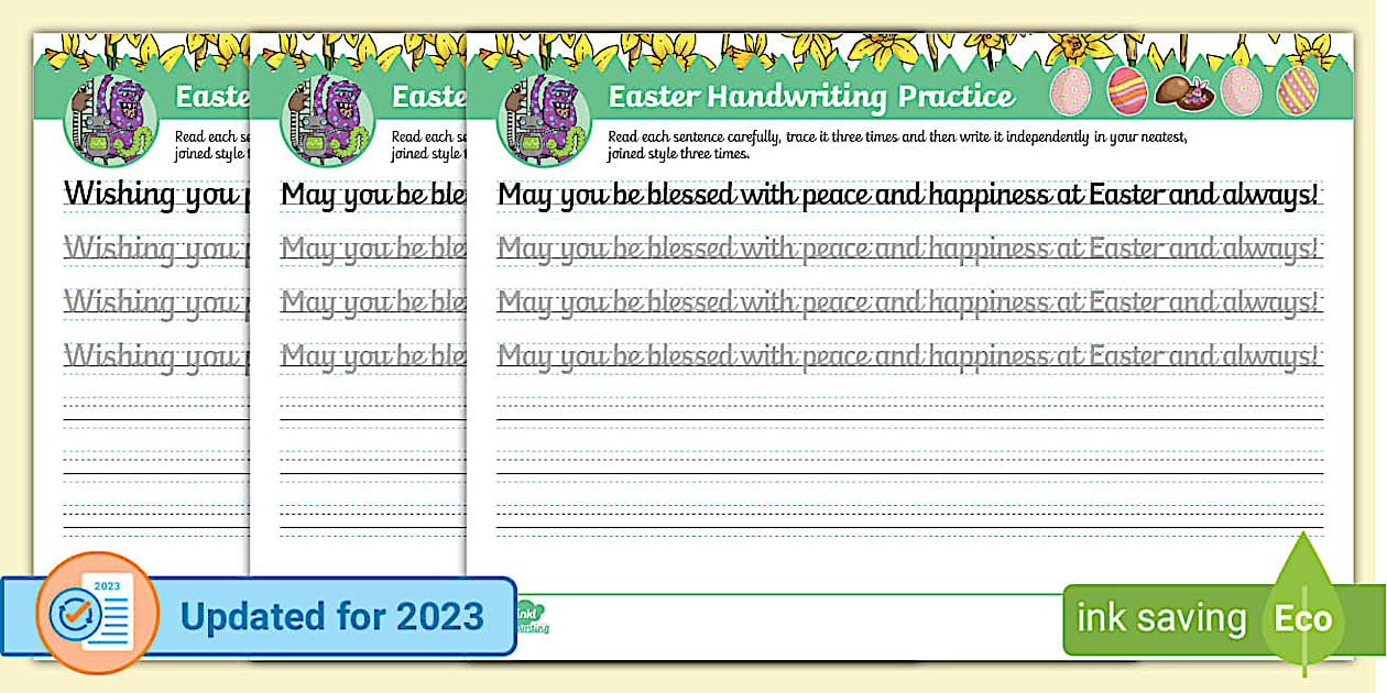 Easter Cursive Handwriting Practice - KS2 - Twinkl