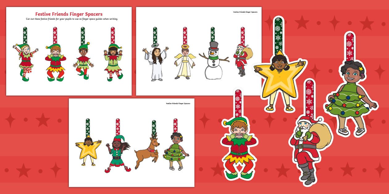 Festive Friends Finger Spacers - Twinkl English - Twinkl