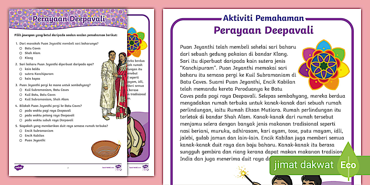 Lembaran Aktiviti Pemahaman - Deepavali (professor feito)