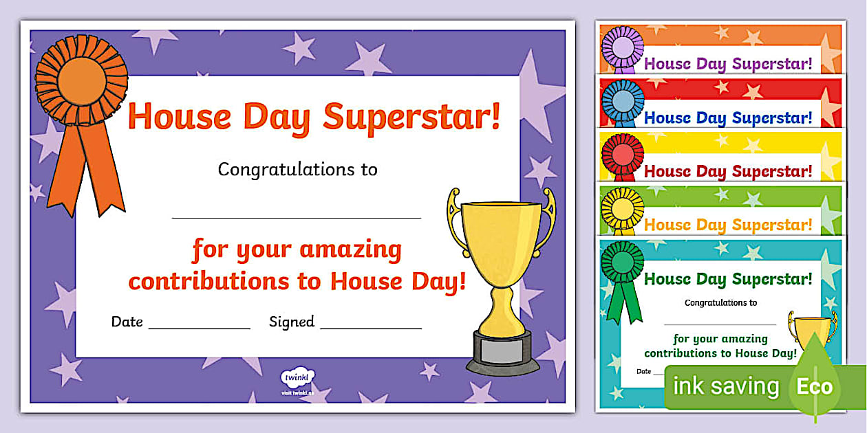 Editable House Day Certificates (teacher made) - Twinkl