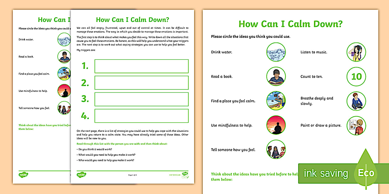 How Can I Calm Down? Worksheet - PSHCE Resources - Twinkl