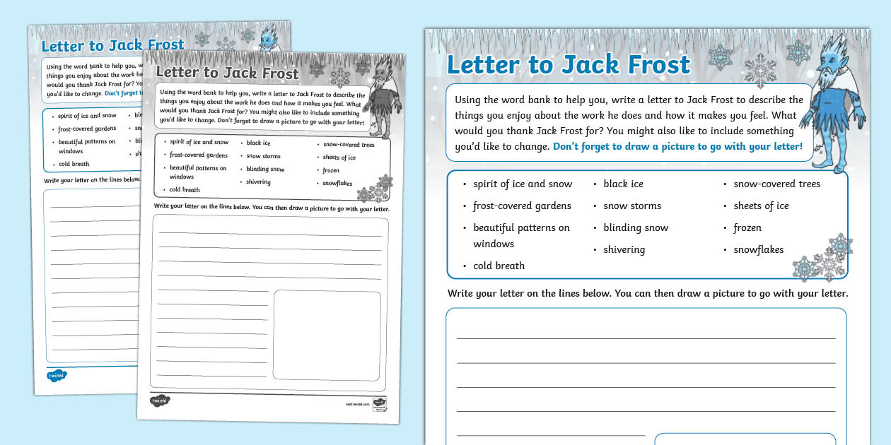 Letter to Jack Frost Writing Template (teacher made)