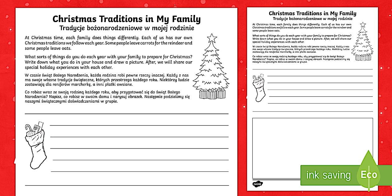 Christmas Traditions in My Family Read and Draw Worksheet / Worksheet