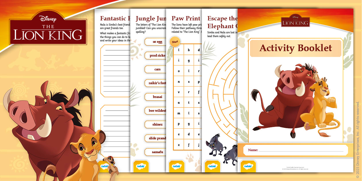 The Lion King Activity Booklet [Ages 7-11] | Disney - Twinkl