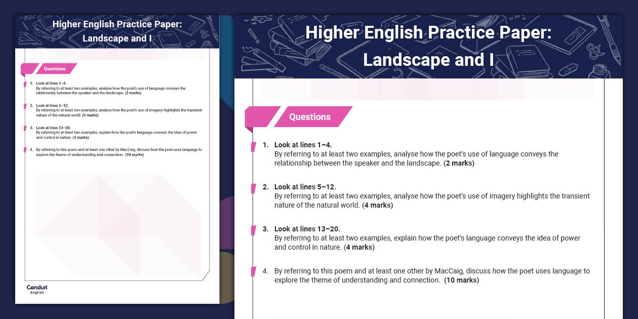 Norman MacCaig Higher Practice Paper: Landscape and I