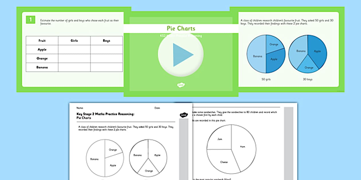 Junior Reasoning Test Practice Pie Charts Resource Pack