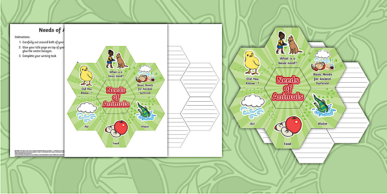 Needs of Animals Hexagon Writing Template (Teacher-Made)