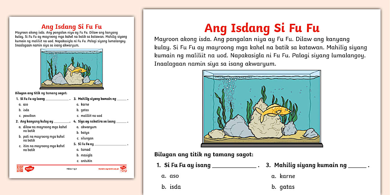 Pagbasa at Pag-Unawa: Ang Isdang Si Fu Fu | Grade 1 | Twinkl PH