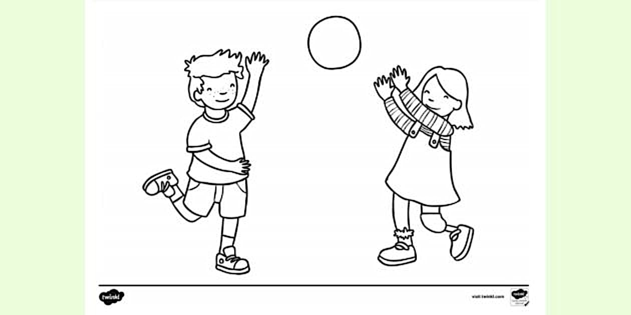 Children Playing Catch Colouring Sheet (teacher made)
