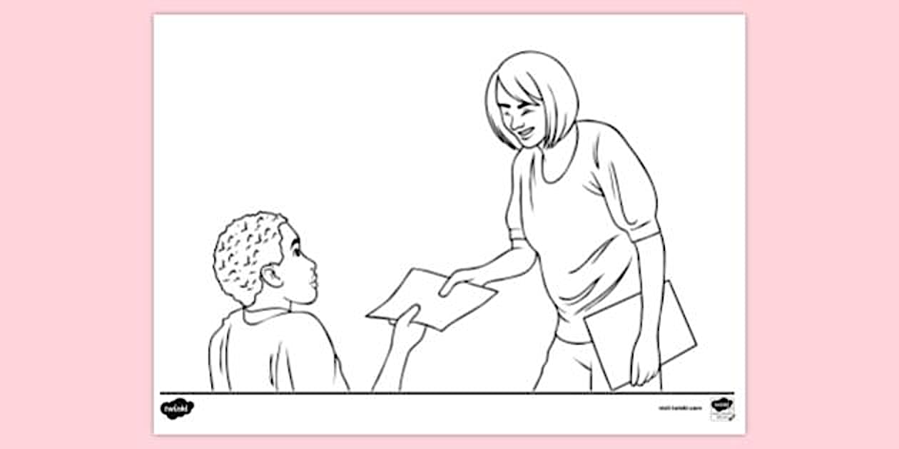 Handing in Homework Colouring Sheet | Colouring Sheets