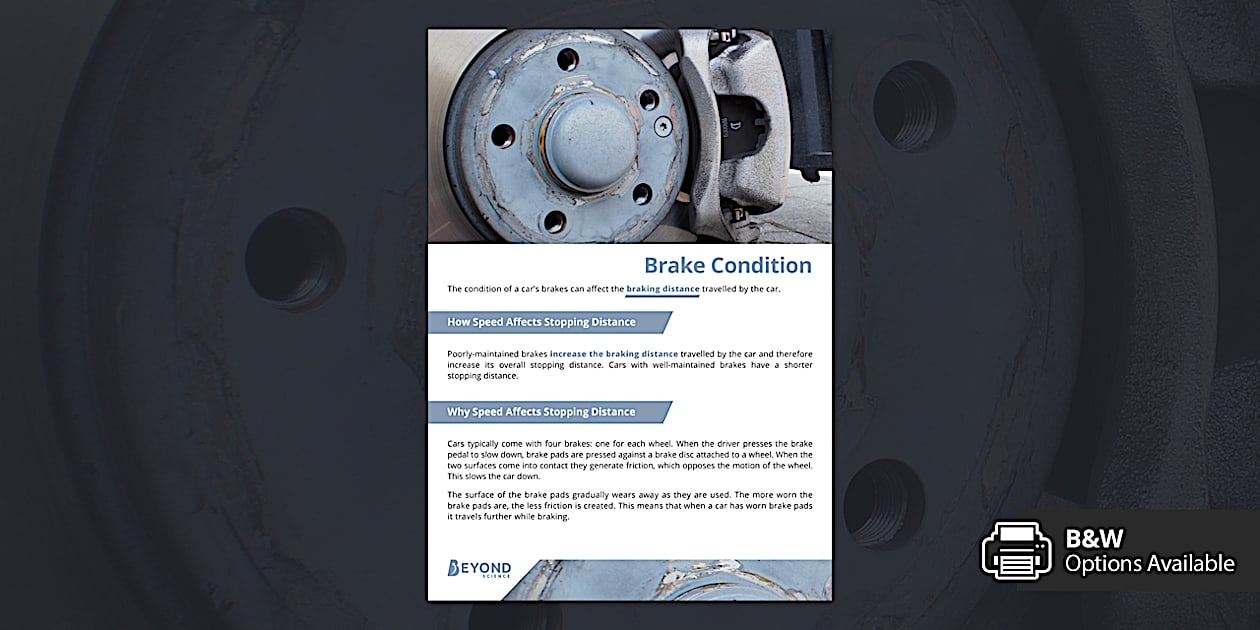 Stopping Distance - Brake Condition Information Poster