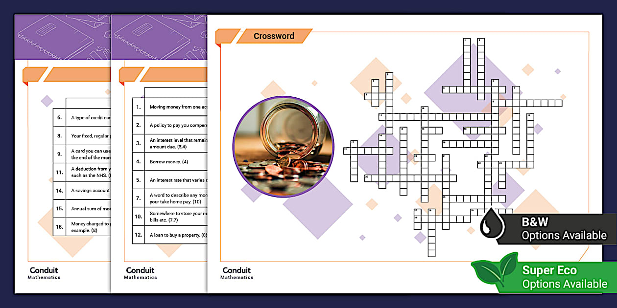 Money Terminology Crossword (teacher made) - Twinkl