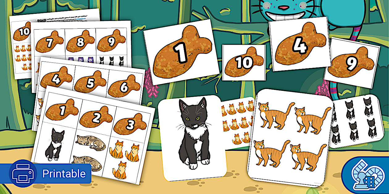 Pet Cats Number Matching Game - National Pet Month - Twinkl