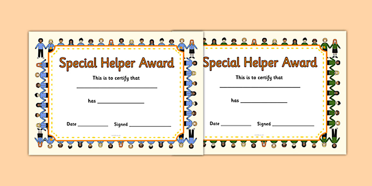 Special Helper Award Certificates (teacher made) - Twinkl