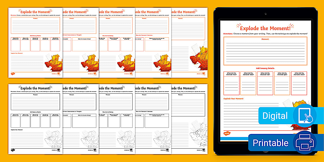 Explode the Moment Graphic Organizers for 3rd-5th Grade
