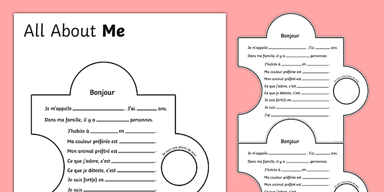 All About Me Display Jigsaw Activity French - Twinkl