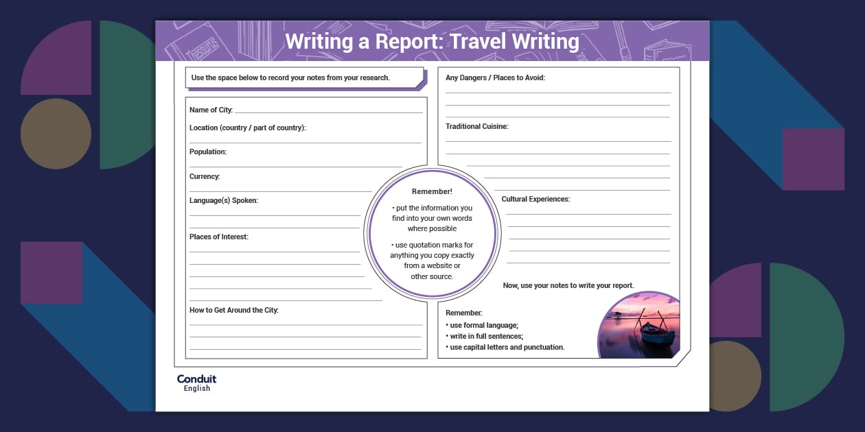 Writing a Report: Travel Writing (Hecho por educadores)