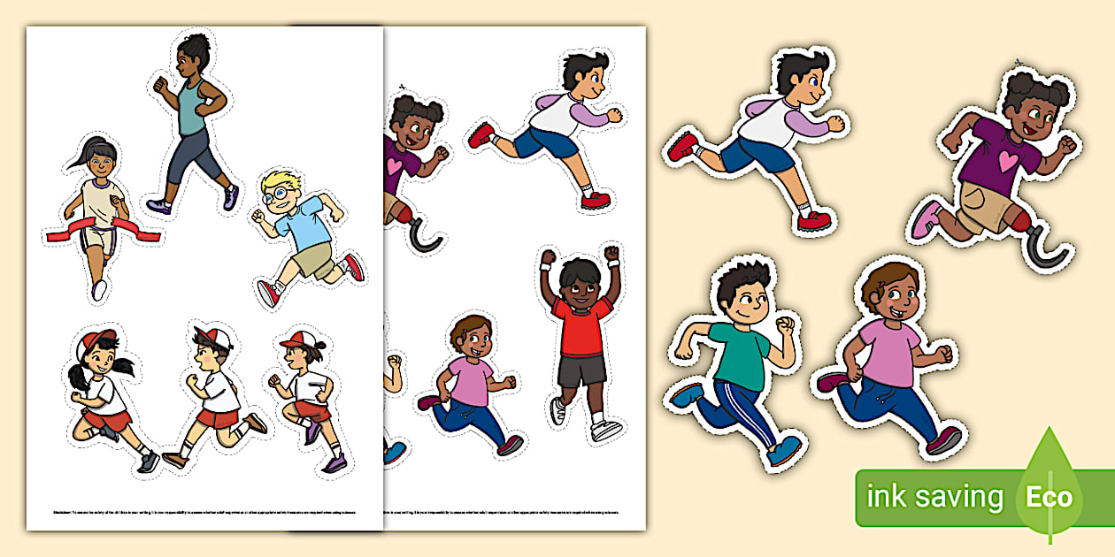 People Running Display Cut-Outs (Teacher-Made) - Twinkl