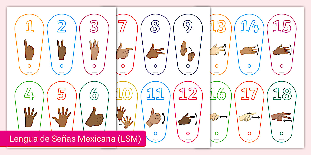Hoja de actividad: llaveros de números en LSM - Twinkl