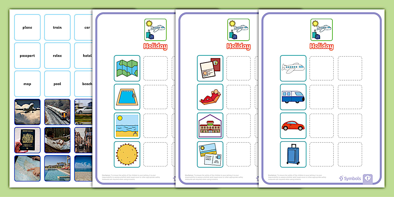 Twinkl Symbols: Holiday Cut and Stick Symbol Matching Activity