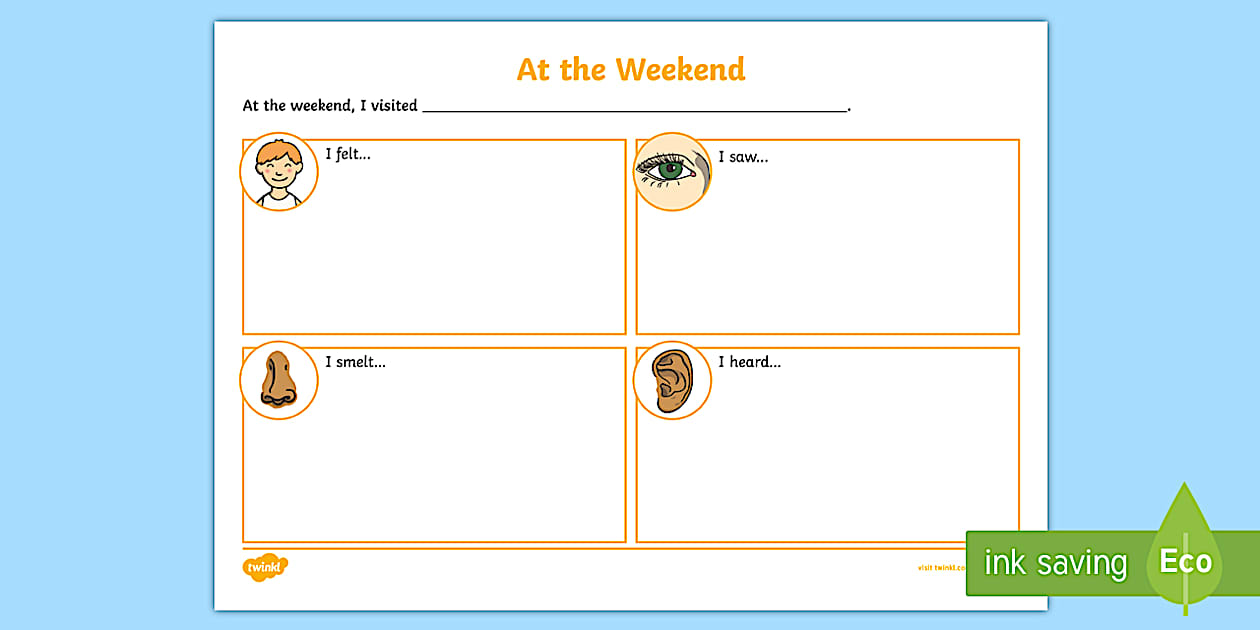 Editable At the Weekend Senses Worksheet - Twinkl