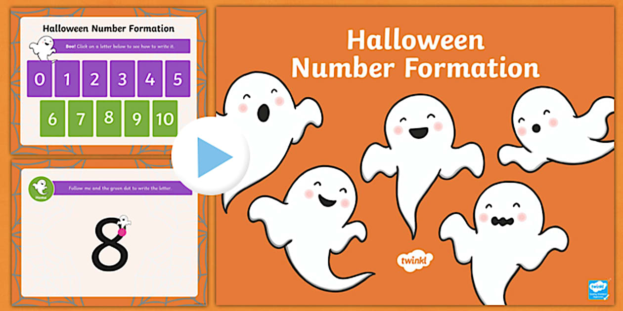 Halloween Themed Number Formation PowerPoint, overwriting