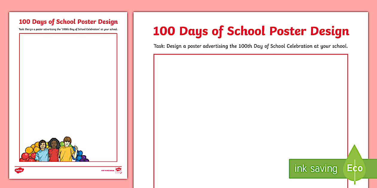 100 Days of School Poster Design Worksheet (teacher made)
