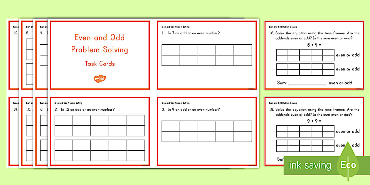 Even and Odd Problem Solving Task Cards - Twinkl