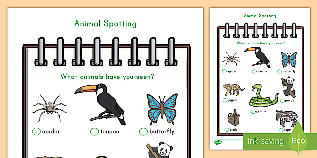 Rainforest Explorer Animal Spotting Form (Teacher-Made)