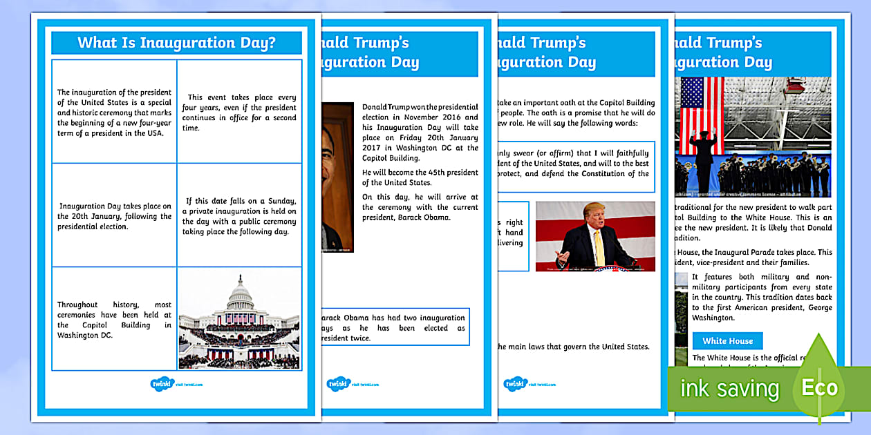 Inauguration Day Display Posters - KS1/2 Donald Trump Inauguration Day Jan