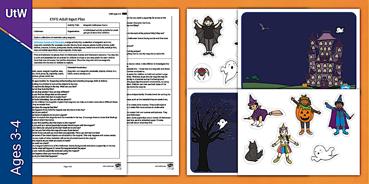 EYFS Magnetic Halloween Scene UtW Adult Input Plan Ages 3-4